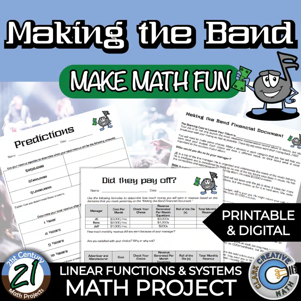 Making the Band Math Project (Linear Equations & Systems) - Clark ...