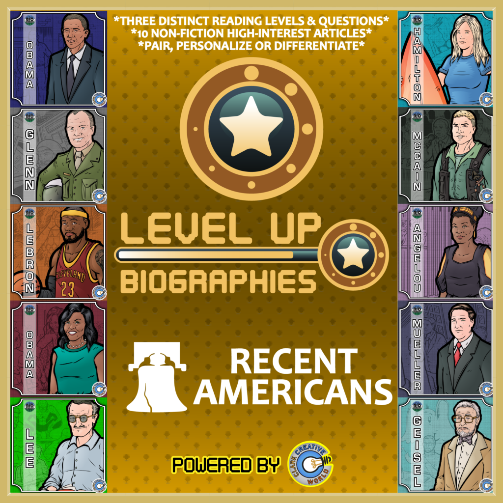 Level Up Reading - Recent Americans Biographies Bundle - Clark Creative ...