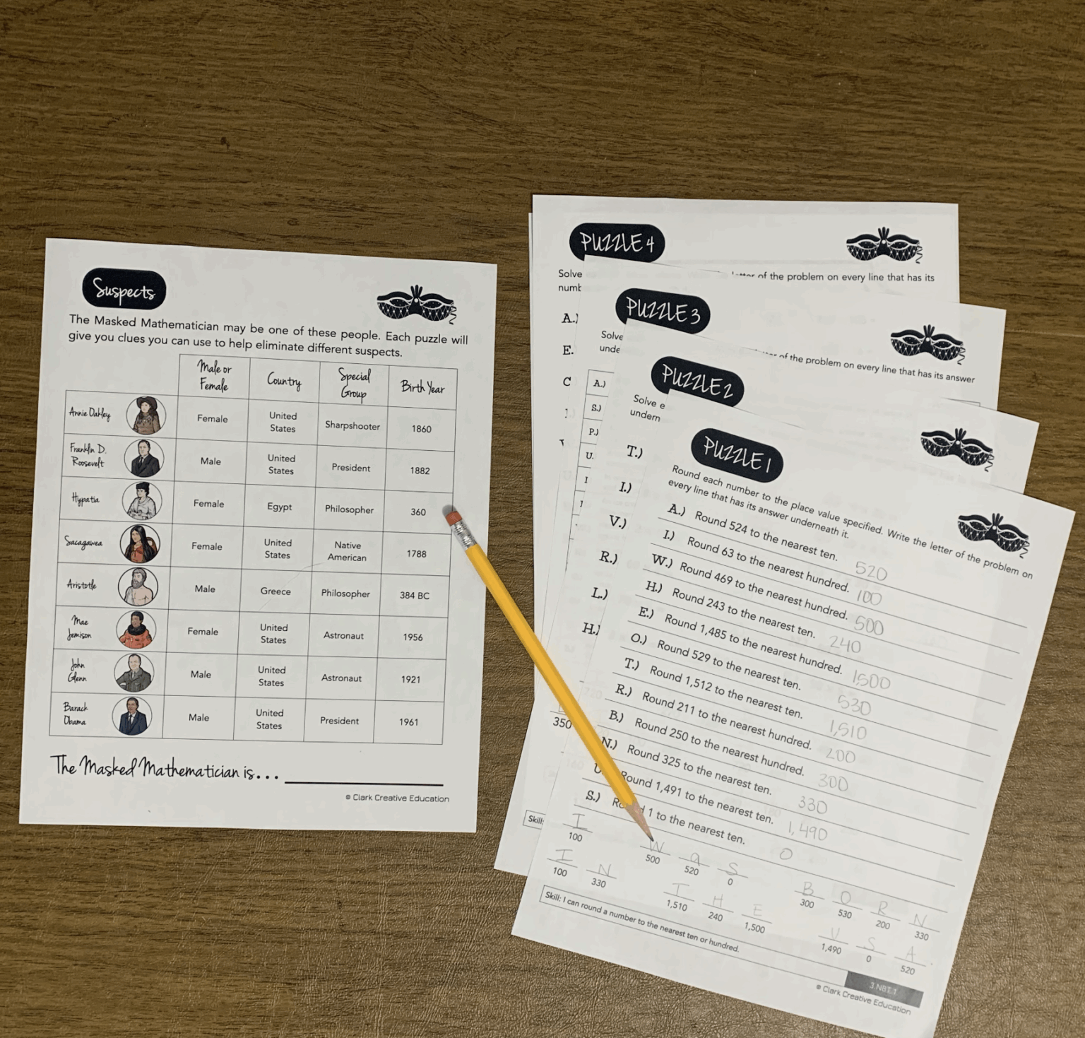 Masked Mathematician Math Mystery Activities for Review - Clark ...